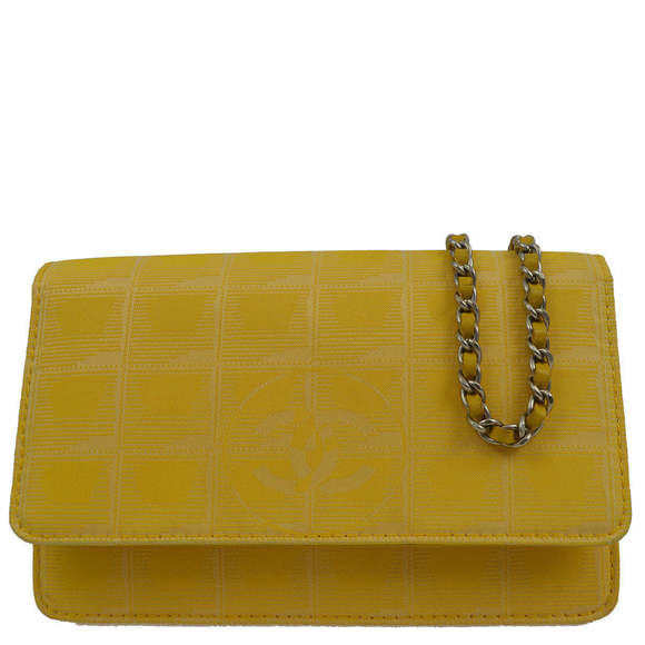 CHANEL | Bags | Chanel Yellow Jacquard Nylon New Travel Line Woc ...